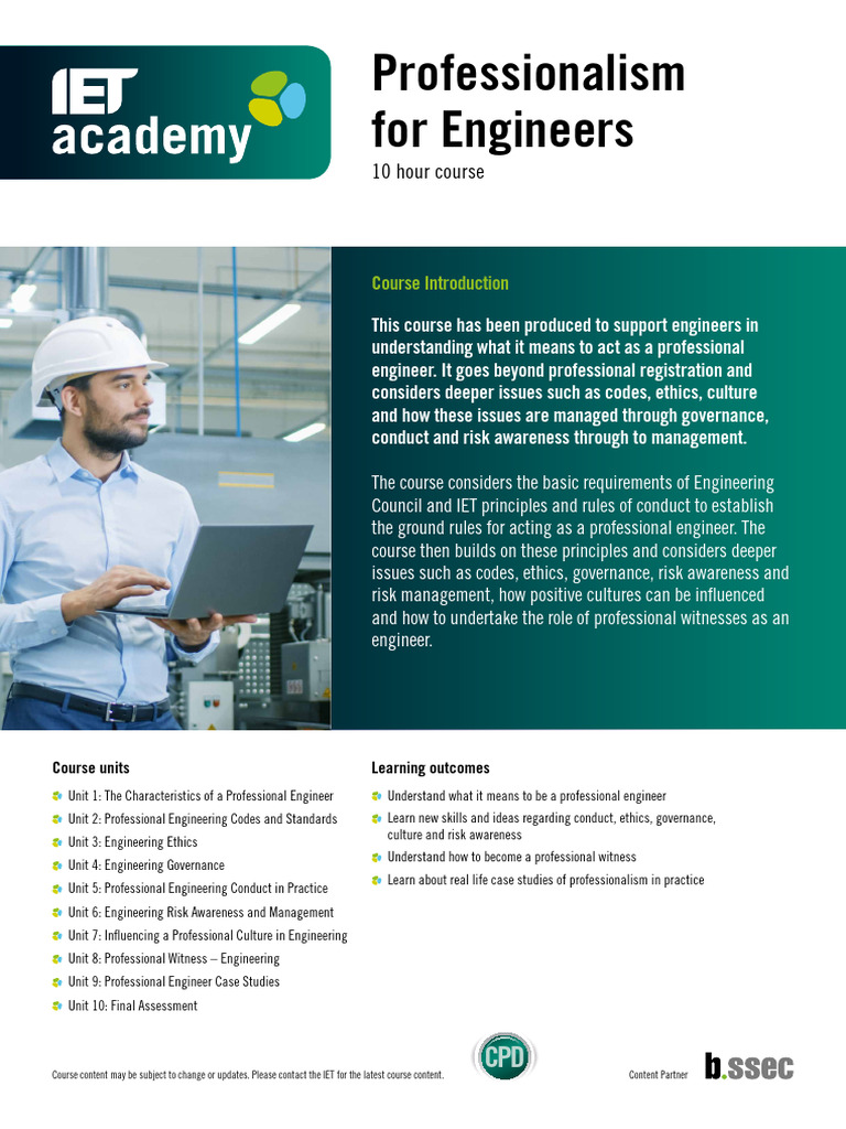 professionalism-for-engineers-course-sheet-1 | PDF | Educational Technology | Learning