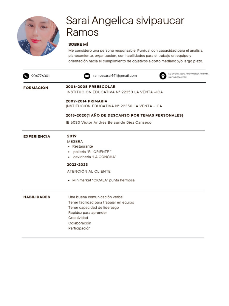 Currículum Vitae CV Minimalista Profesional Blanco y Negro | PDF