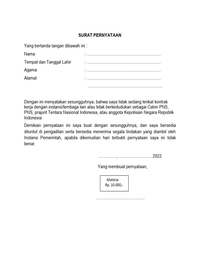 Lampiran K Surat Pernyataan | PDF