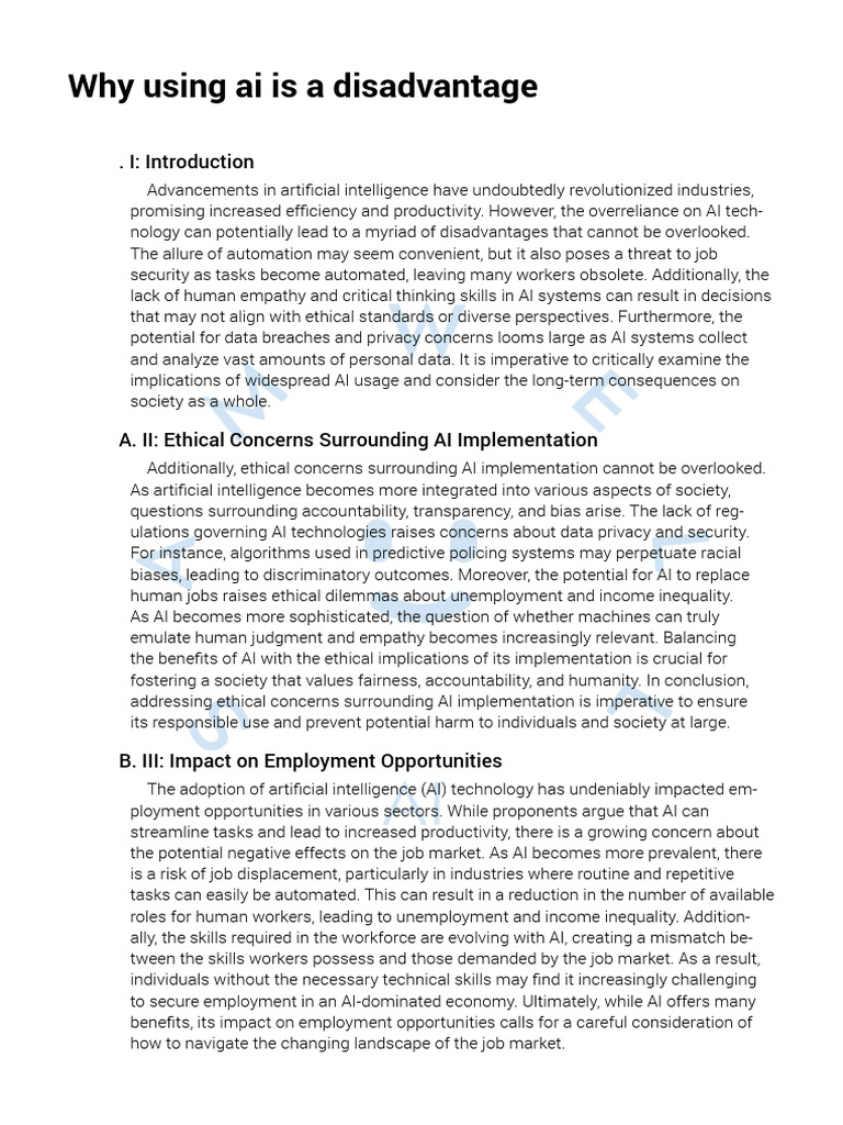 Why Using Ai Is A Disadvantage | PDF | Artificial Intelligence ...