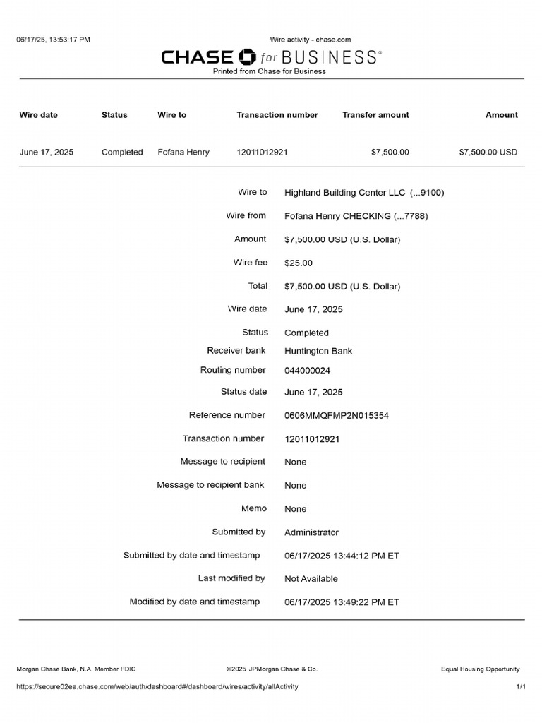 Chase Bank Payment Slip | PDF