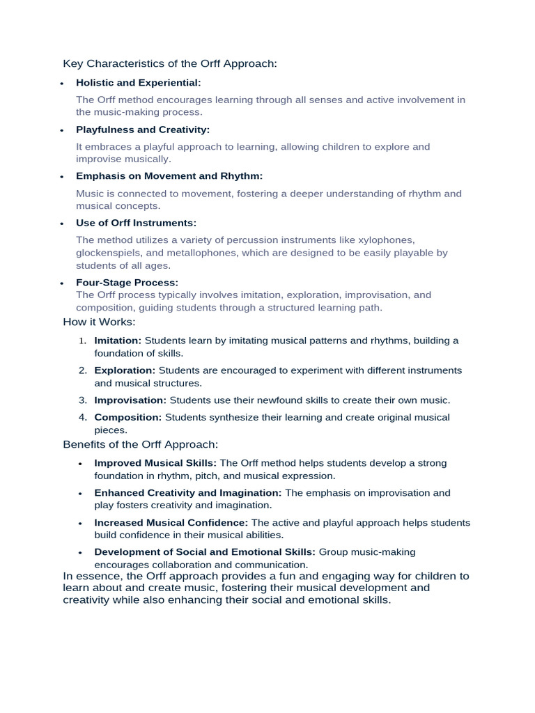 Orff and Dalcroze Music Education Methods | PDF | Learning