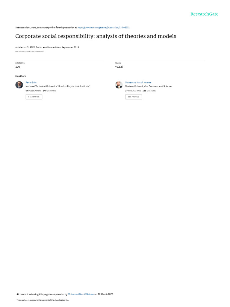 Corporate Social Responsibility Analysis of Theori | PDF | Corporate ...