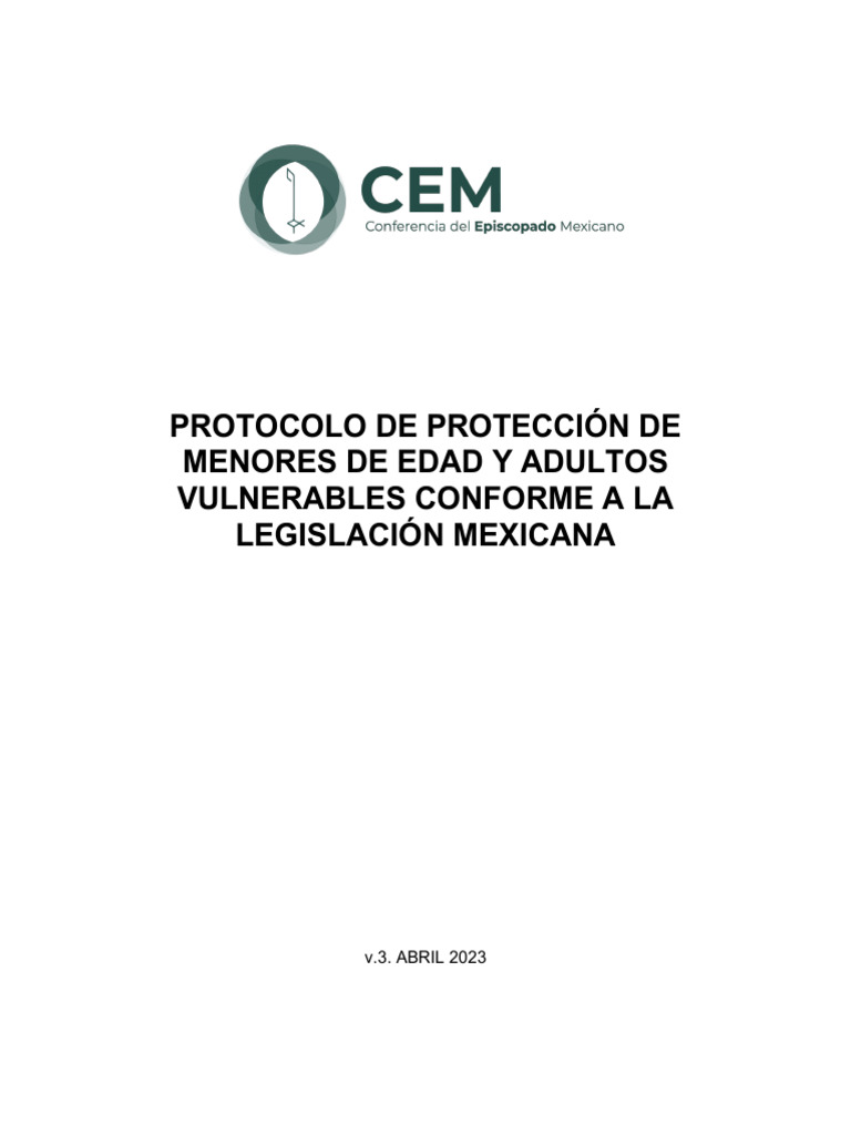 2023 Protocolo Proteccion Menores CEM | PDF | Casos de abuso sexual de la Iglesia católica | obispo