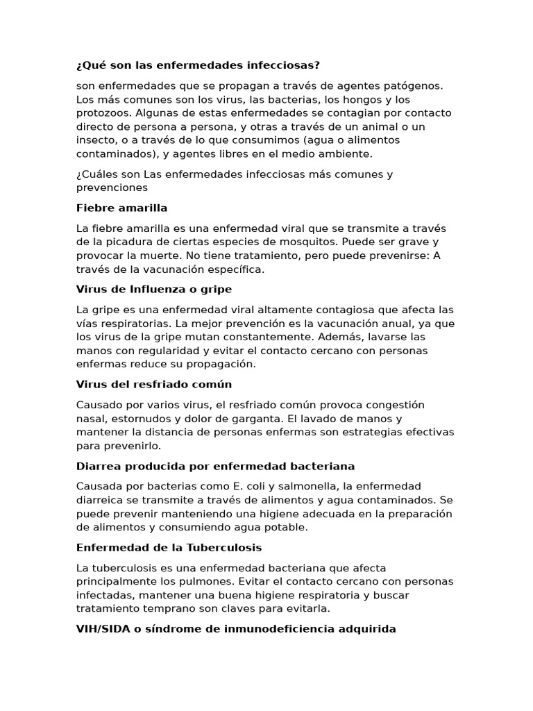Prevención de Enfermedades Infecciosas | PDF | Virus | Infección