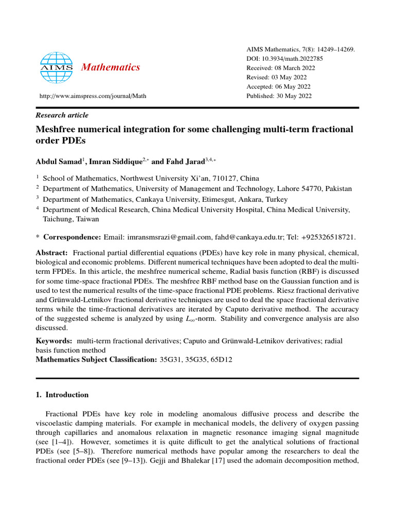 10.3934_math.2022785 | PDF | Partial Differential Equation | Numerical ...