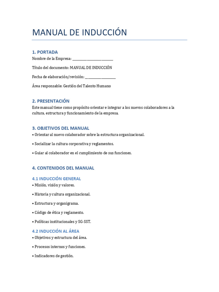 Manual de Inducción para Nuevos Empleados | PDF