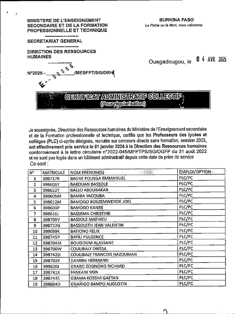Ca2025 00066 PLC (PC Math SVT Eps) Directs | PDF
