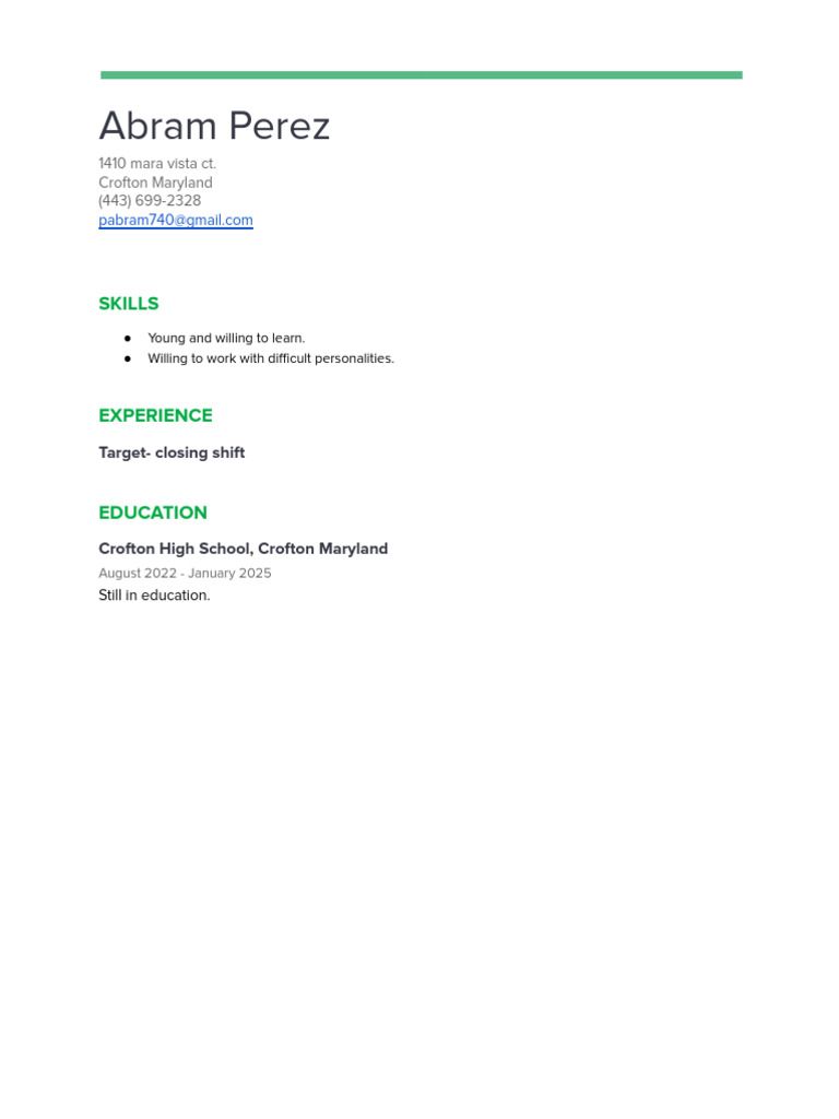Resume of Abram Perez | PDF