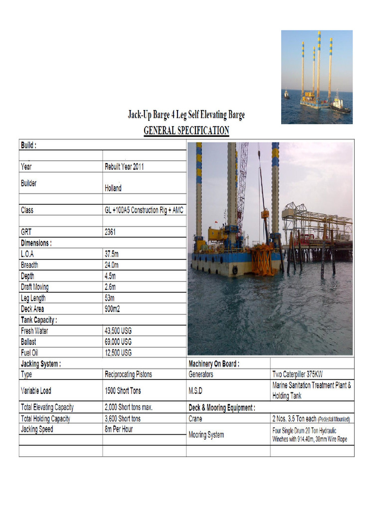 Self Elevating Barge Specs | PDF