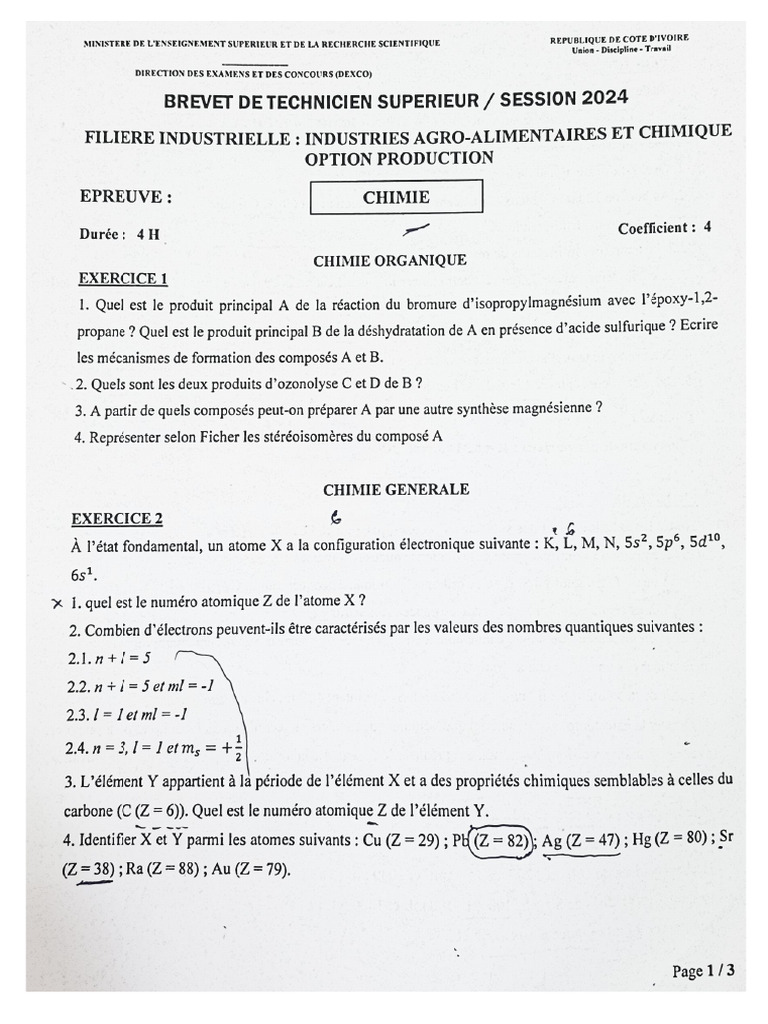 Bts Chimie 2024 | PDF