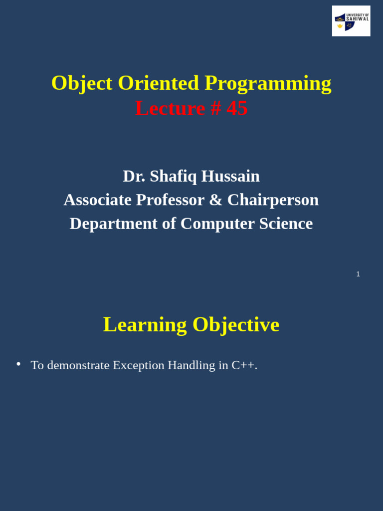 Lecture 45 Exception Handling And Namespaces In C Pdf C Namespace