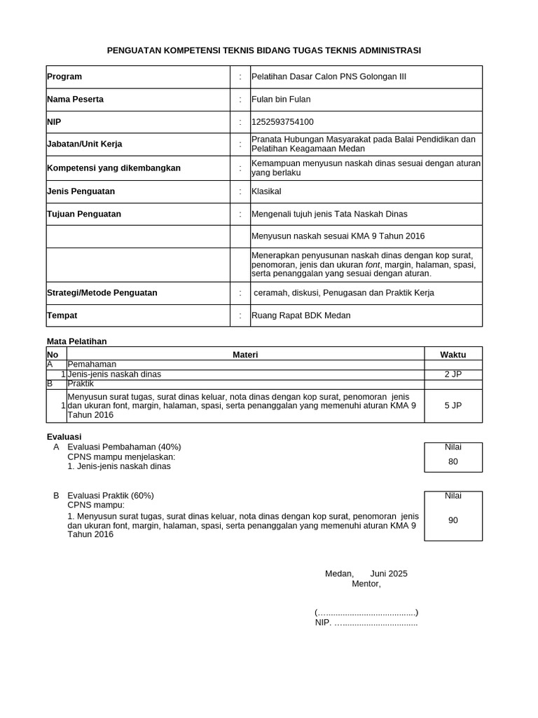 Formulir Penilaian PKTBT | PDF
