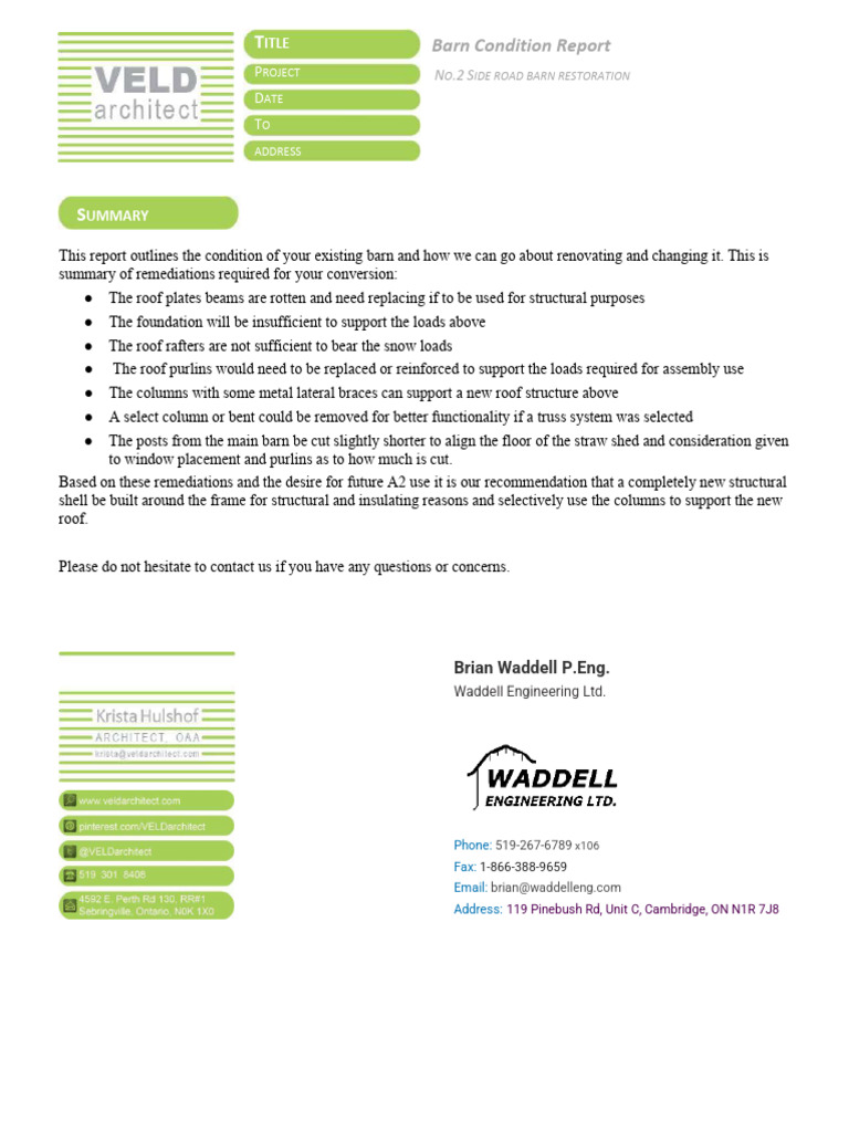 Barn Renovation Condition Assessment | PDF | Framing (Construction) | Roof