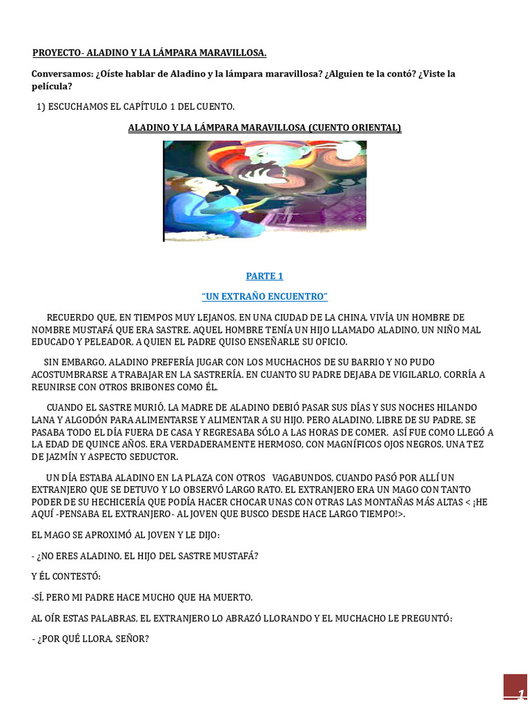 Aladino y la lámpara maravillosa | PDF