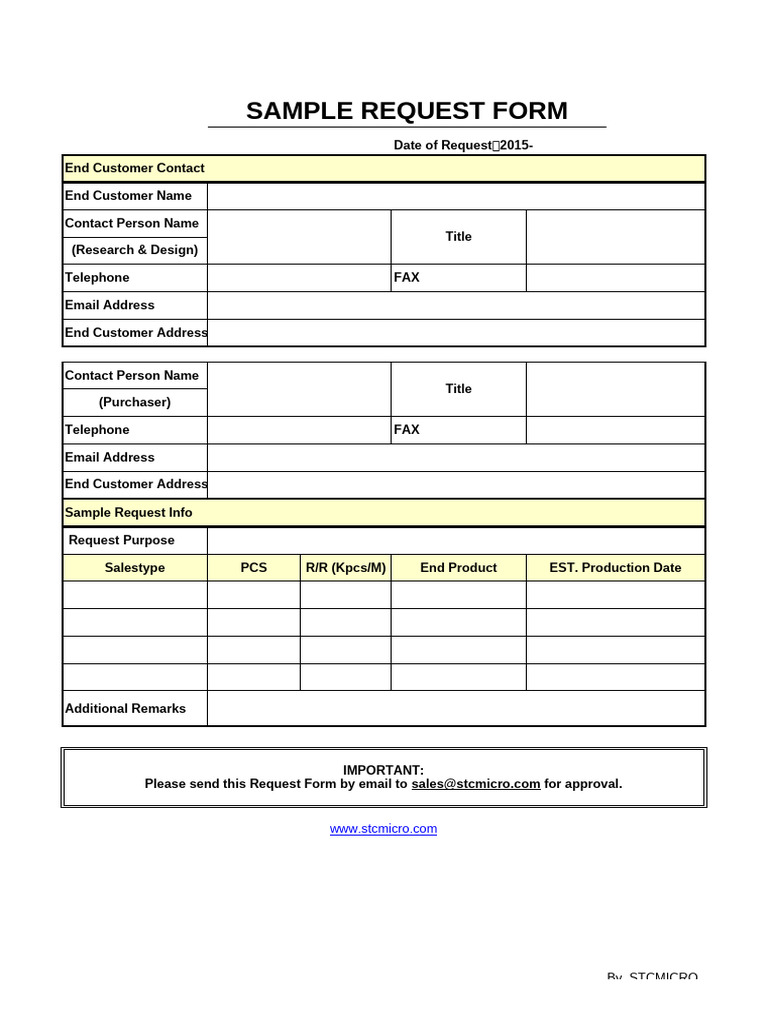 STCmicro Sample Request Form | PDF