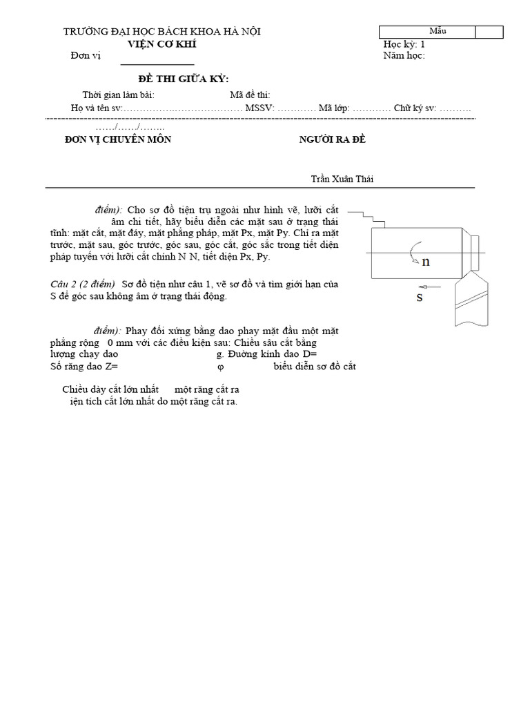 De Thi Giua KY NLGCVL2021-Tiet 56 | PDF