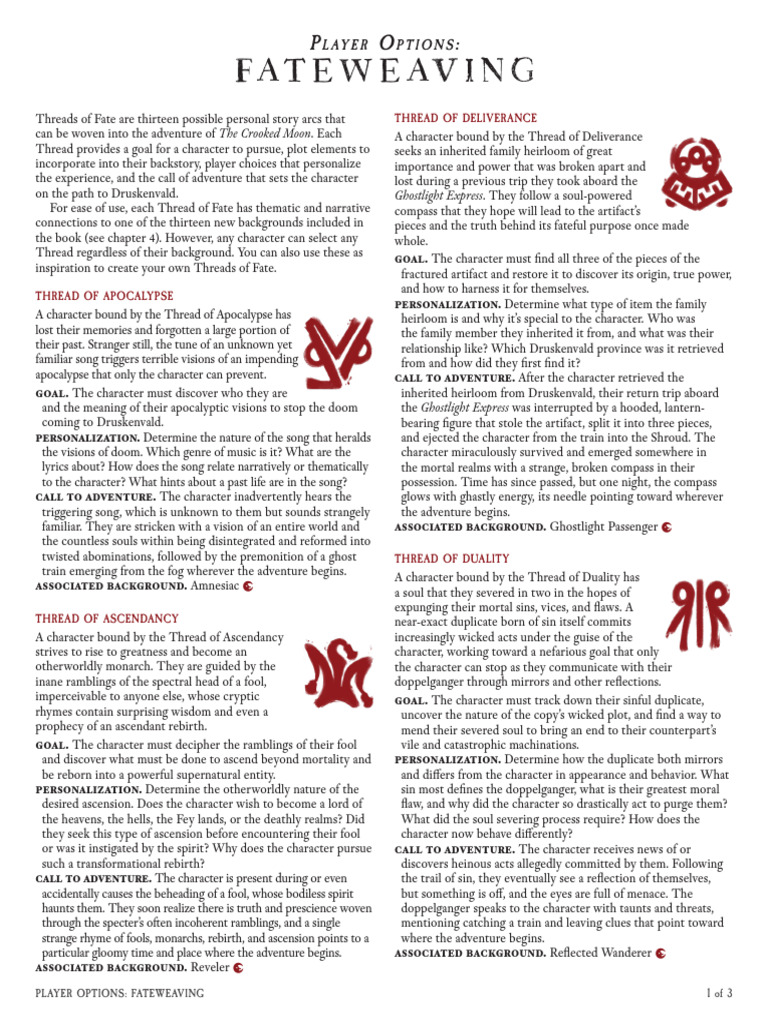 Crooked Moon - Fateweaving Player Options | PDF | Alchemy | Deities