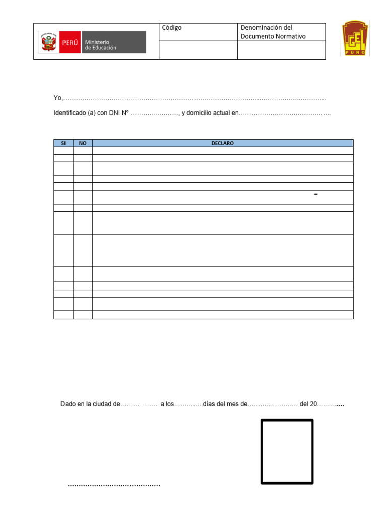 Anexo 02 Declaracion Jurada para Reasignacion | PDF | Justicia | Crimen y violencia
