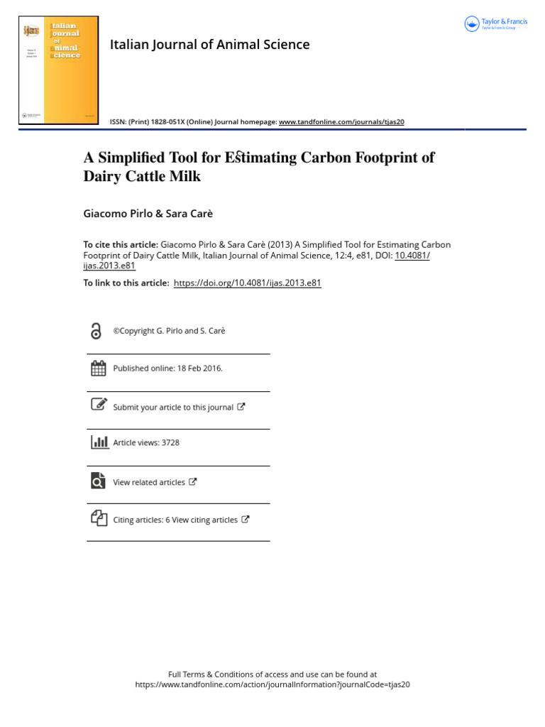 Carbon Footprint Tool for Dairy Milk | PDF | Life Cycle Assessment ...