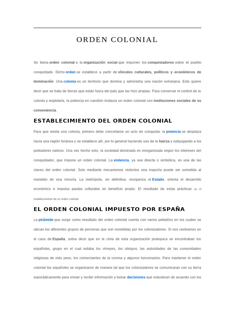 Orden Colonial | PDF | Colonialismo | Nueva españa