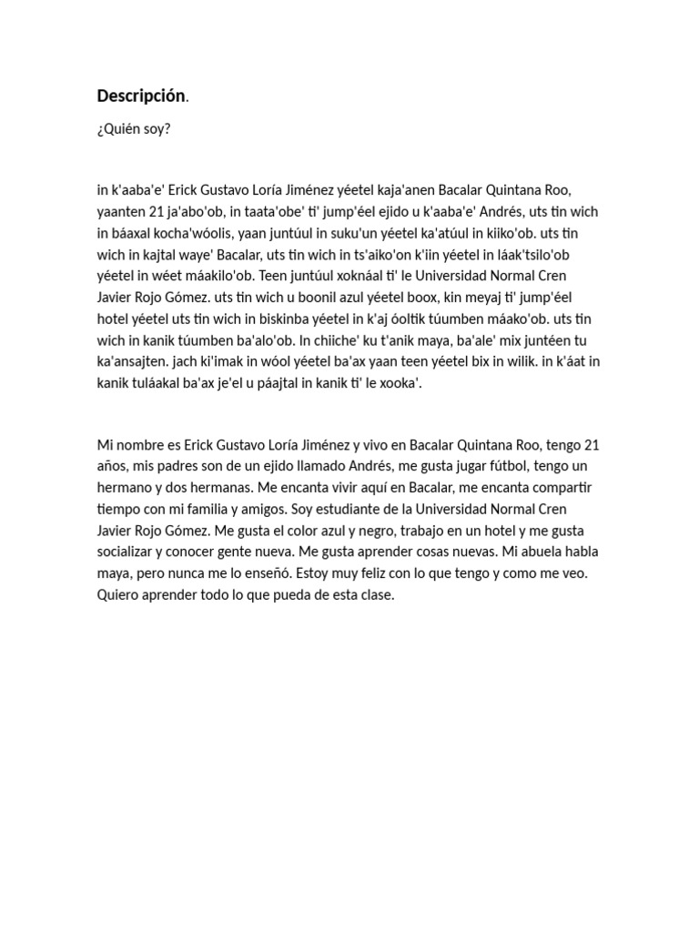 Descripción en Maya. Erick Loría | PDF