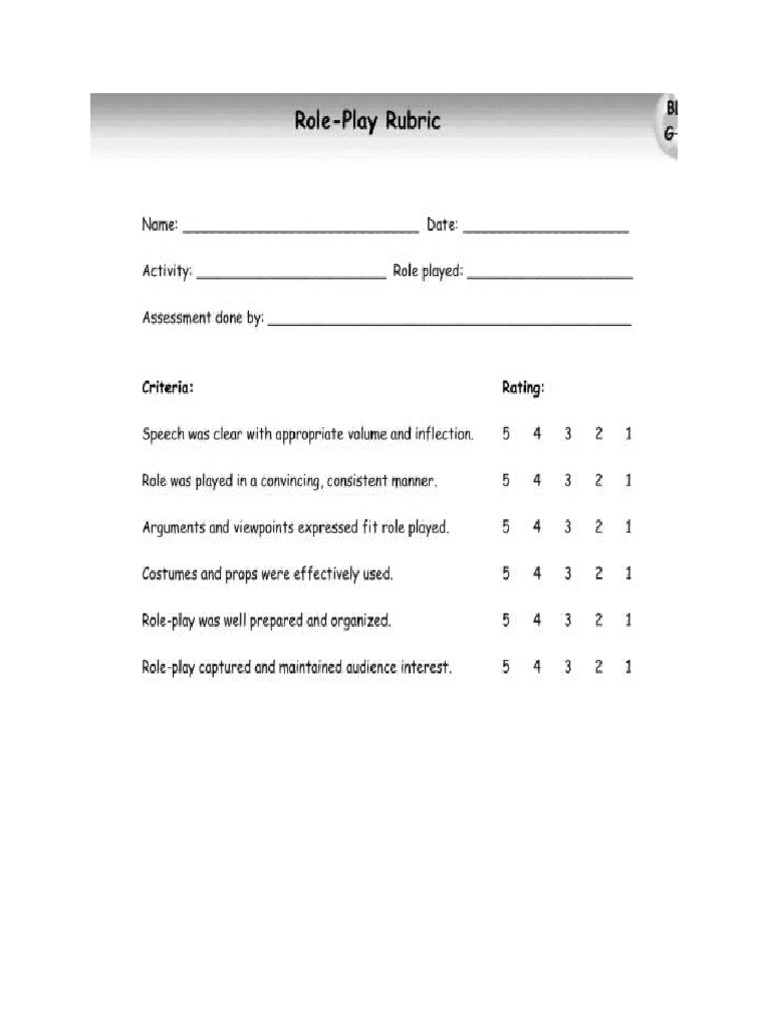 Role Play Rubric | PDF