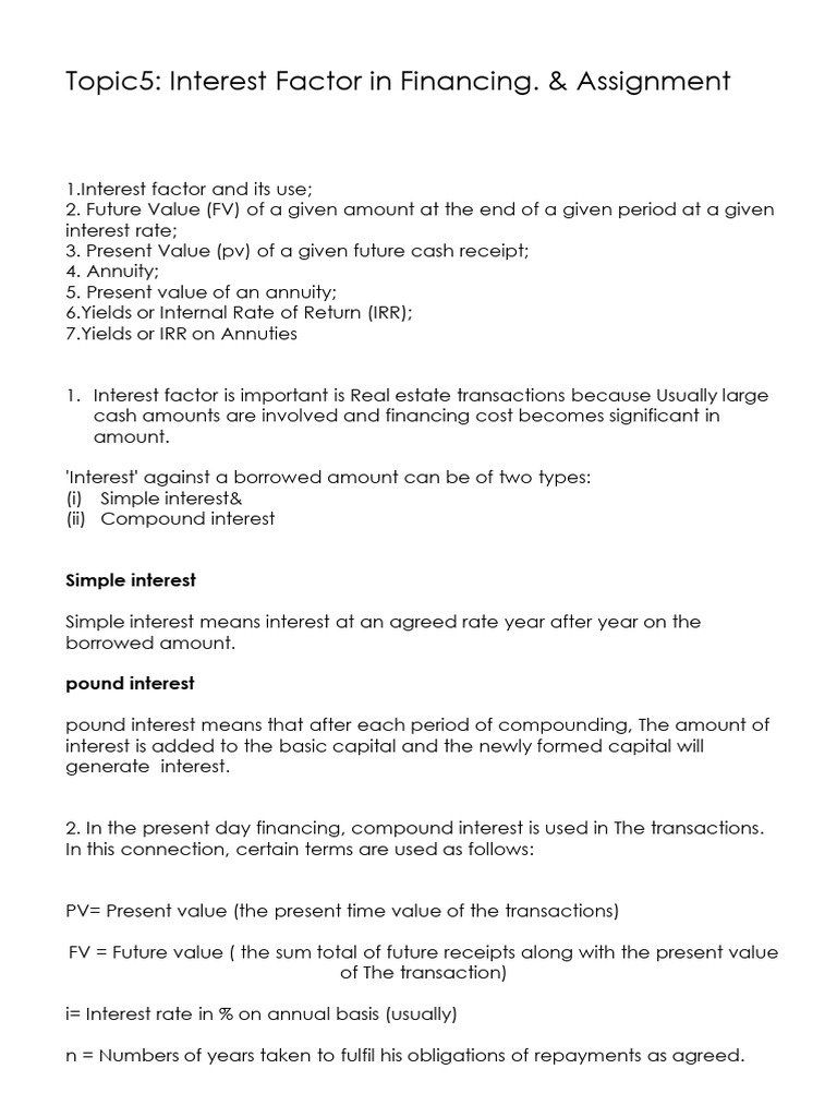 Topic 5 Real Estate | PDF | Present Value | Interest