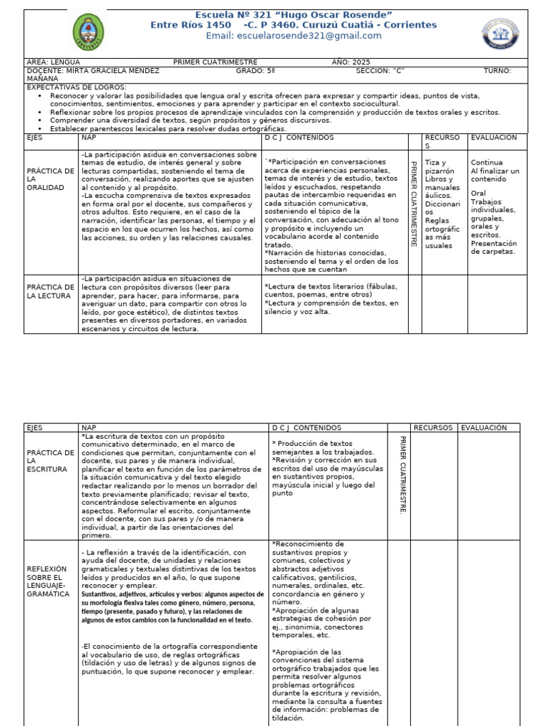 Planif - 5to2025imprimiiiirrrr | PDF | Agua | Sociedad