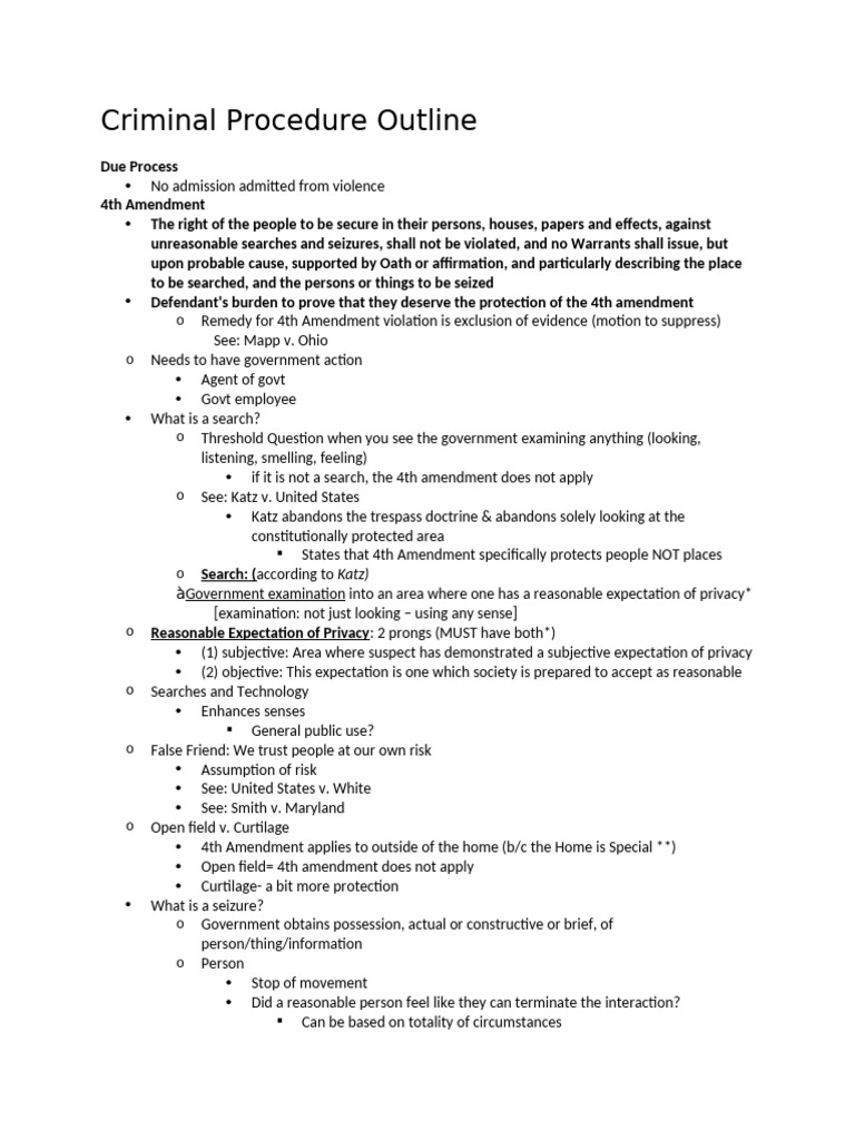 Criminal Procedure and 4th Amendment Rights | PDF | Search And Seizure ...