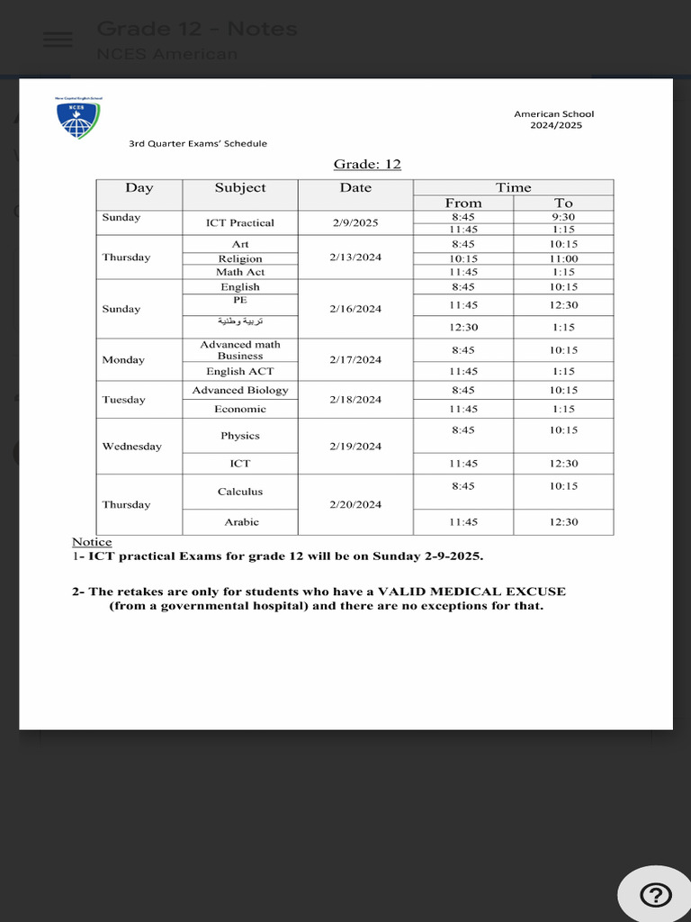 Quarter 3 Exam Schedule Attached | PDF