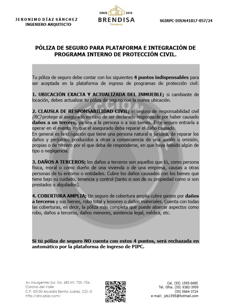 Formato Poliza de Seguro | PDF
