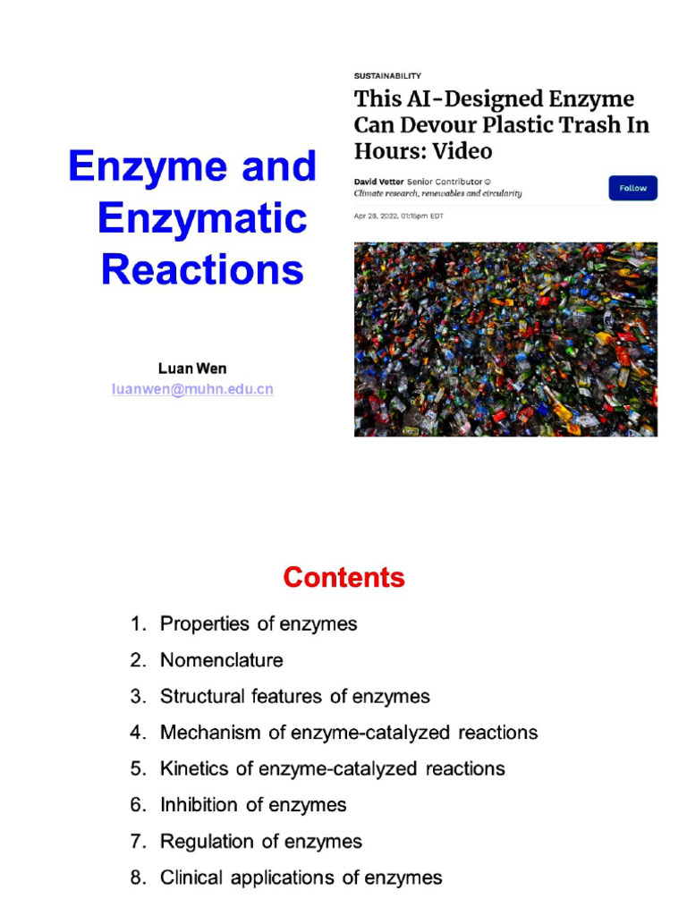 Enzyme and Enzymatic Reactions | PDF