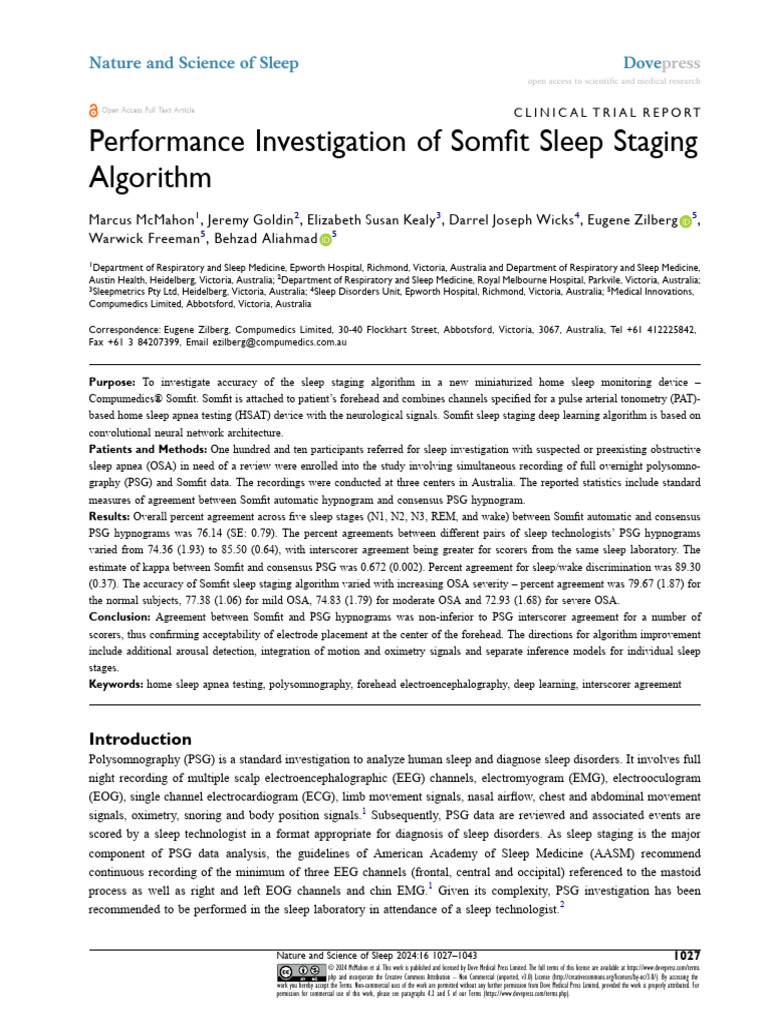 dispositivo portatil para avaliar o sono somfit | PDF | Sleep Apnea ...