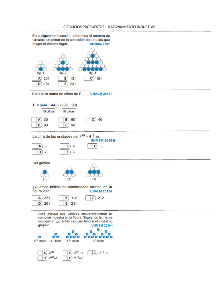 Ejercicios Propuestos Inductivo | PDF
