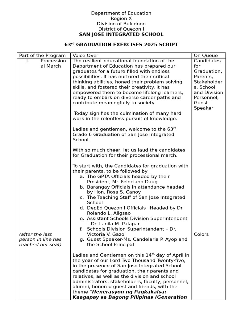 San Jose 2025 Grad Script | PDF