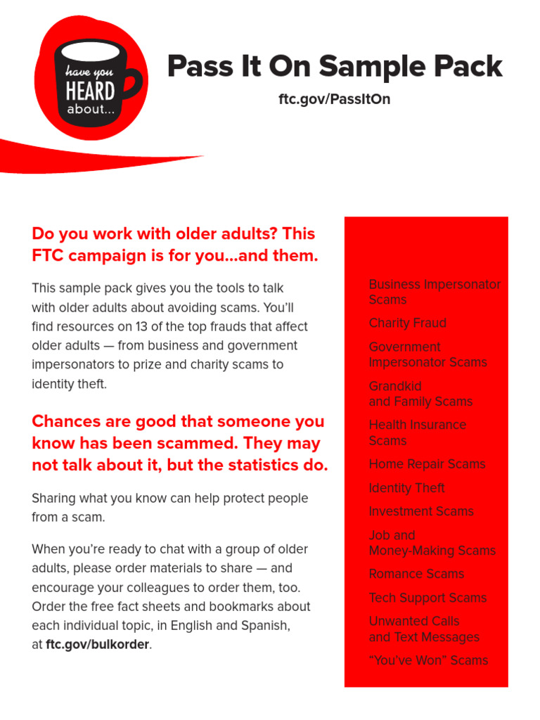 FTC Overview of Different Types of Scams 1 | PDF | Federal Trade ...