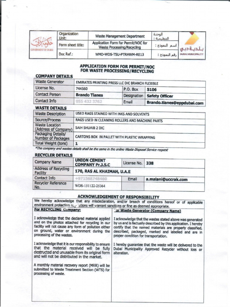 Application Form For Noc | PDF
