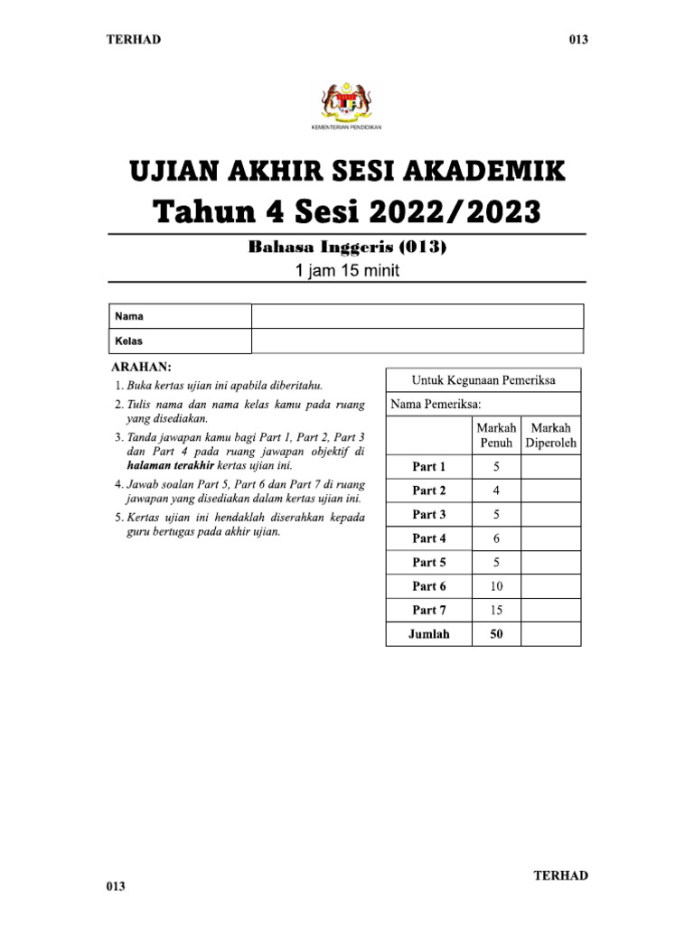 Uasa - Bi THN 4 | PDF