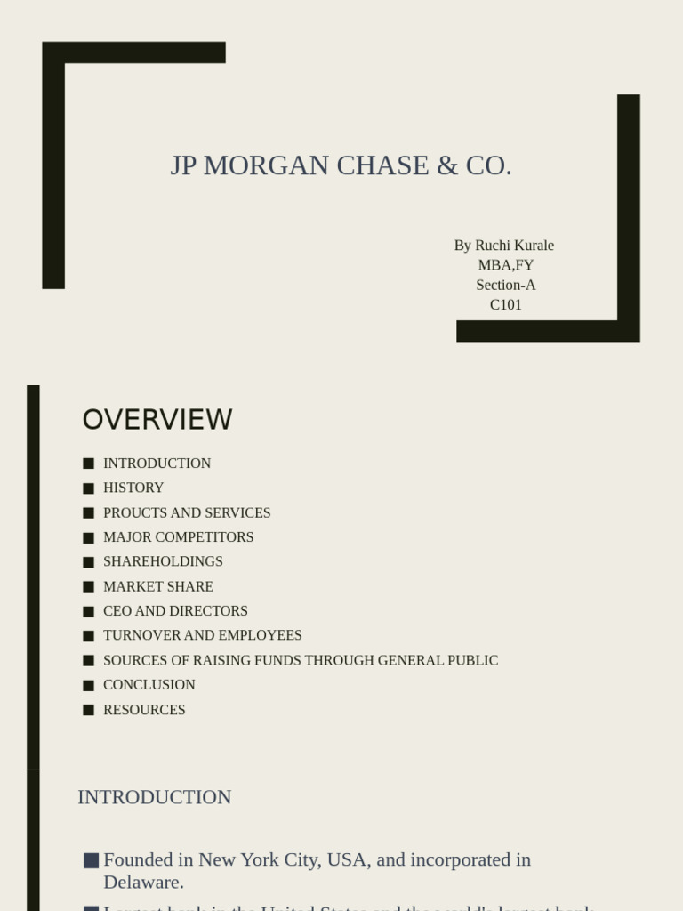 Overview of JPMorgan Chase & Co. | PDF | Jp Morgan Chase | Chase Bank