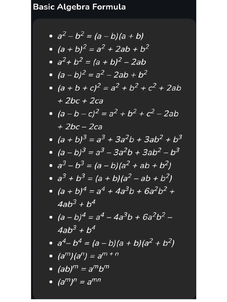 Basic Maths Formula | PDF