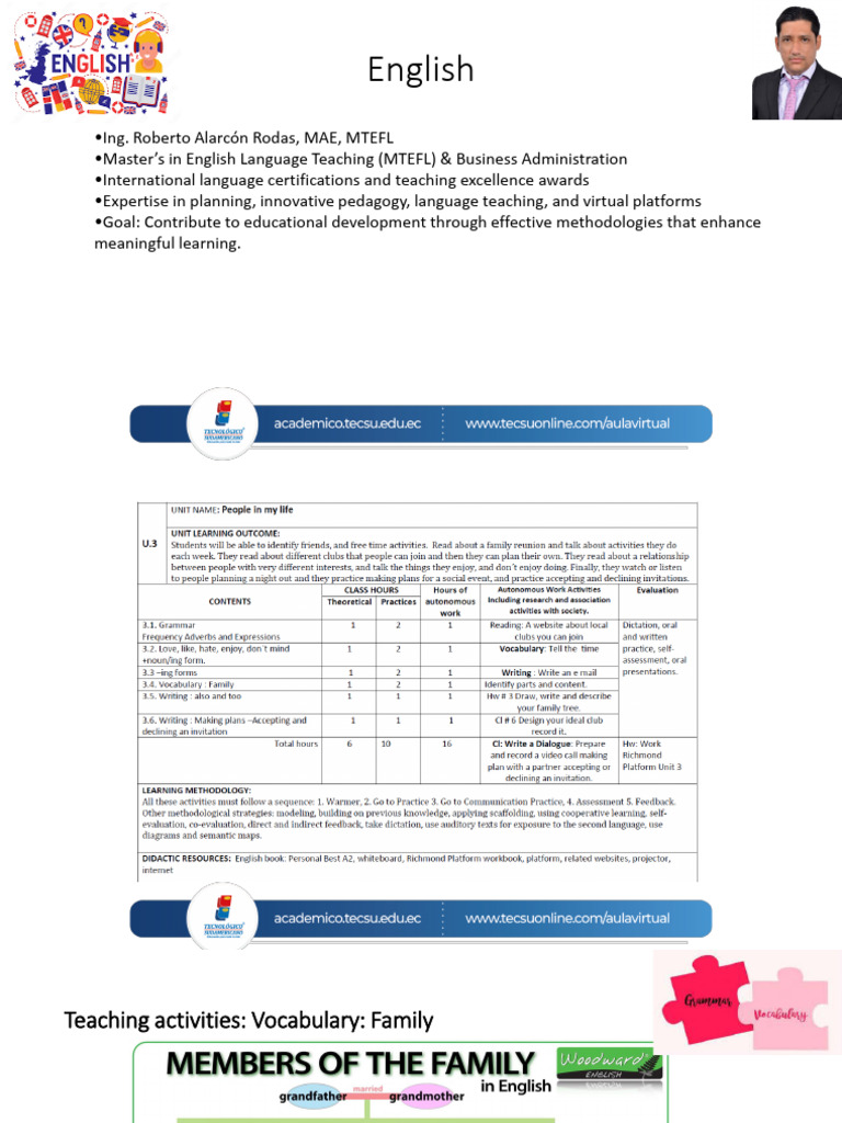 Fifth Section Class 05 2P Saturday 5 April 2025 English 1 Unit 3 | PDF ...