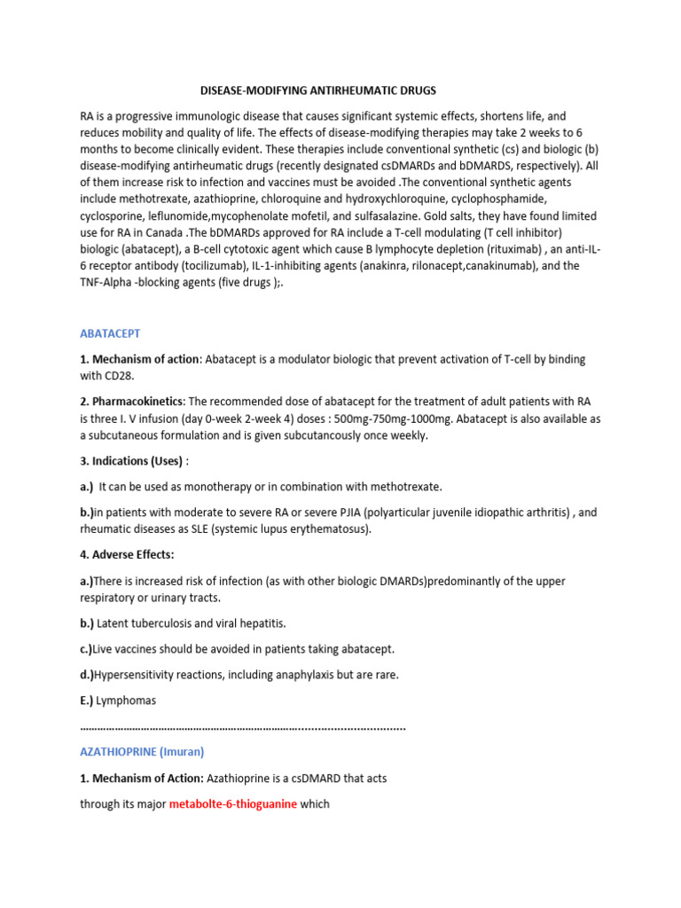 Pharma Rheumatoid Arthritis | PDF | Inflammatory Bowel Disease | Medicine