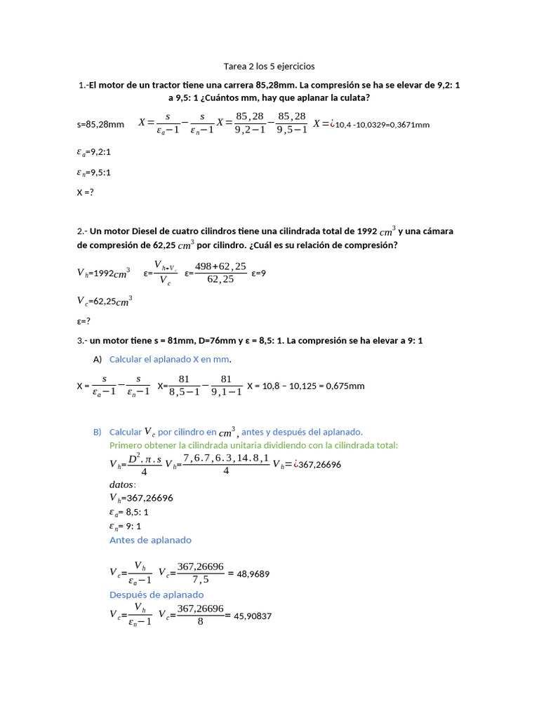 Tarea 2. - Los 5 Ejercicios | PDF | Tecnología de vehículos | Motores