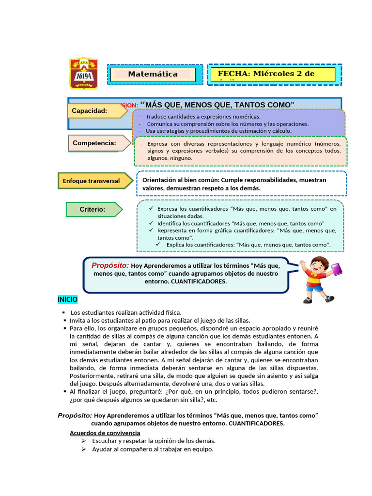 Cuantificadores: Más que, Menos que, Tantos como | PDF