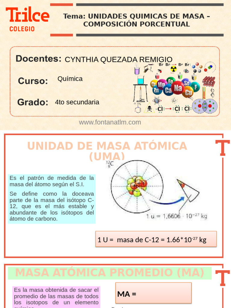Cynthia Quezada Remigio: Tema: Unidades Quimicas de Masa - Composición Porcentual | PDF | Mole ...