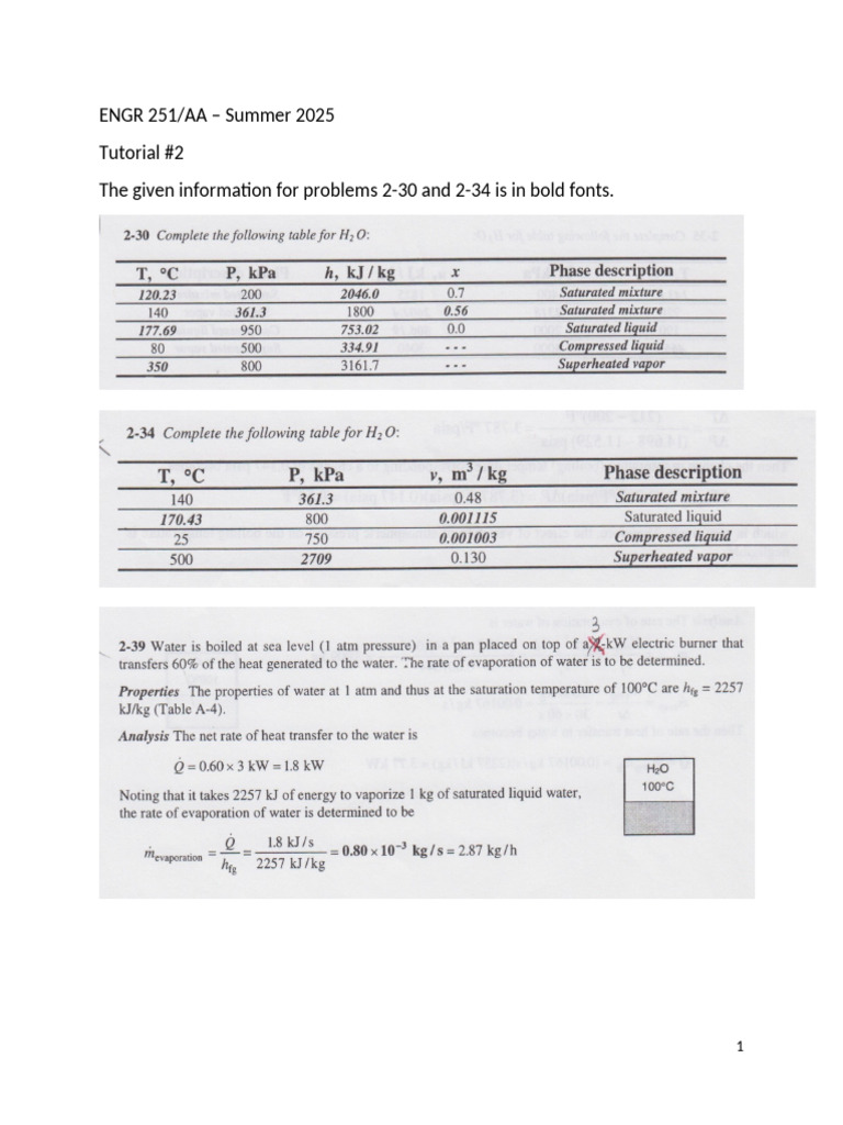 ENGR 251 - Chapter #2 - Problems in Tutorials | PDF