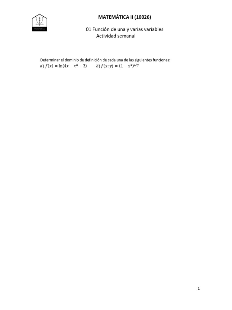 01 Funcion de Una y Varias Variables ACTIVIDAD | PDF