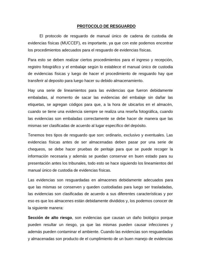Resguardo de Evidencias | PDF