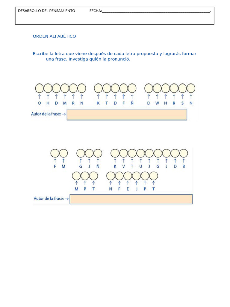 Orden Alfabético (Actividad) | PDF